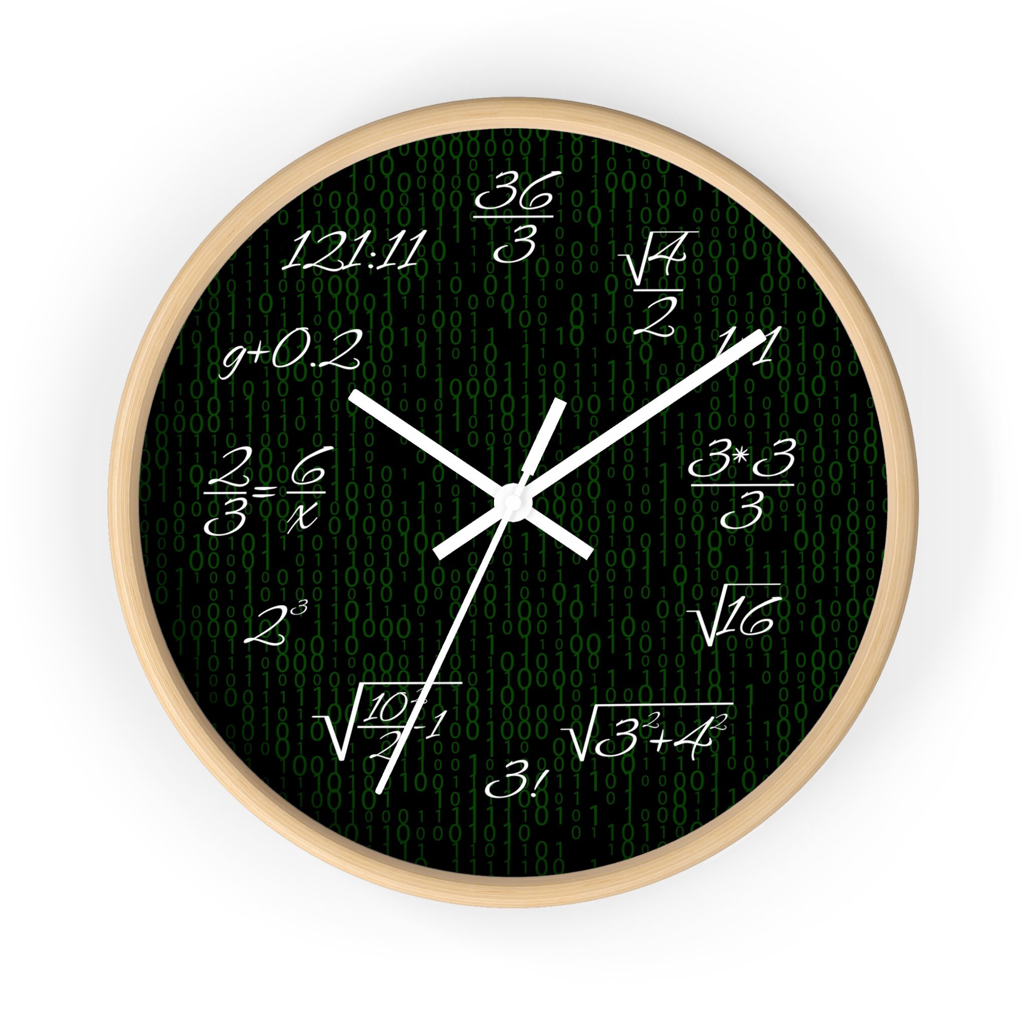 Cyber Math Wall Clock Mathematical Equations Teacher Gift Unique Timepiece for Cyber Geeks ...