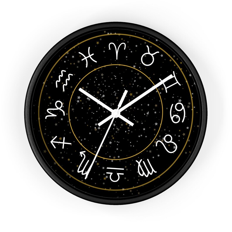 Zodiac Signs Wall Clock - Starry Celestial Design - Astrology Timepiece ...