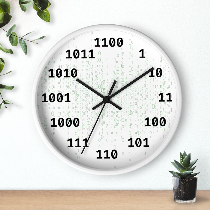 Binary Wall Clock, Binary Hour Numbers Watch - Cool Tech Design - Geeky Home Decor - Unique ...
