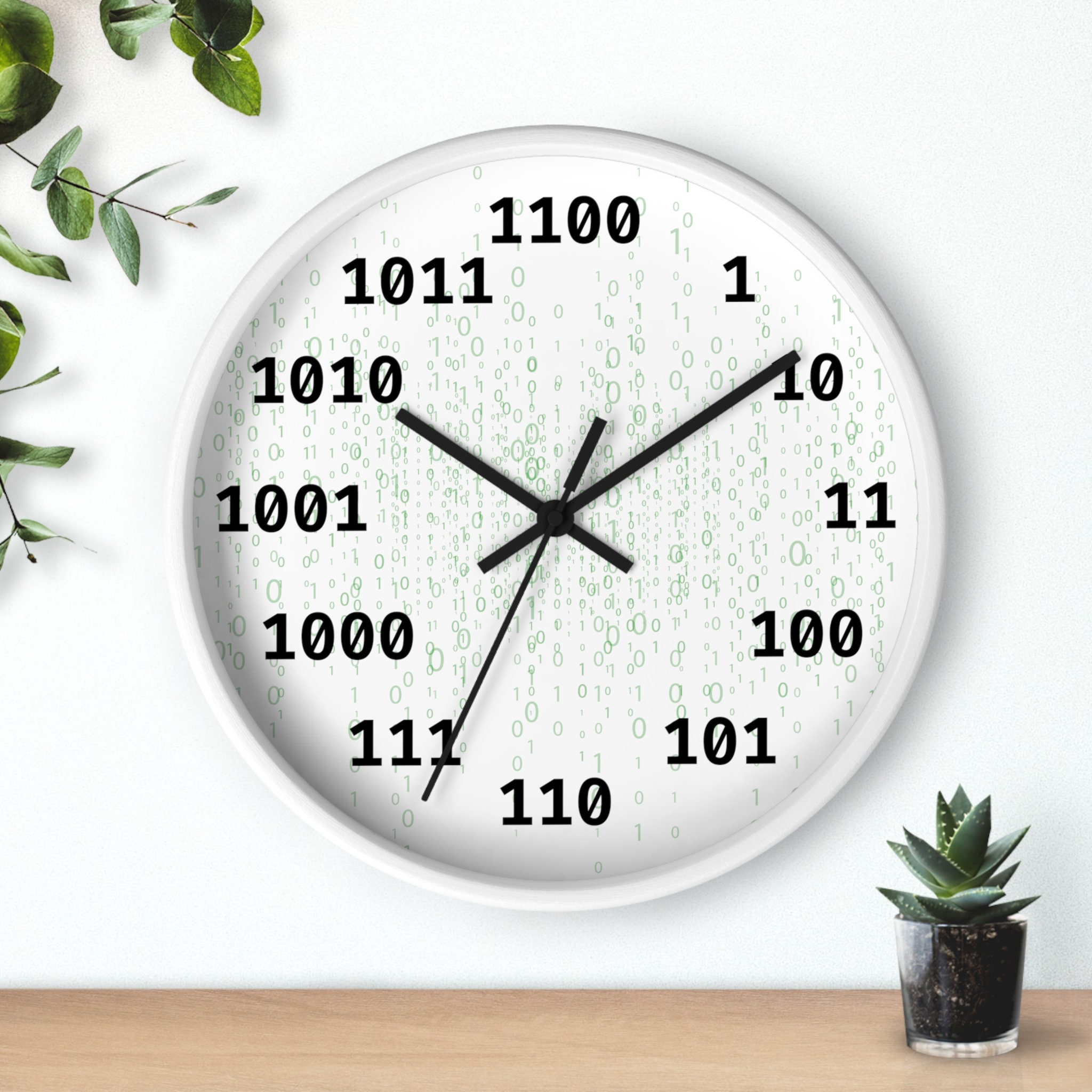Binary Wall Clock, Binary Hour Numbers Watch - Cool Tech Design - Geeky Home Decor - Unique ...
