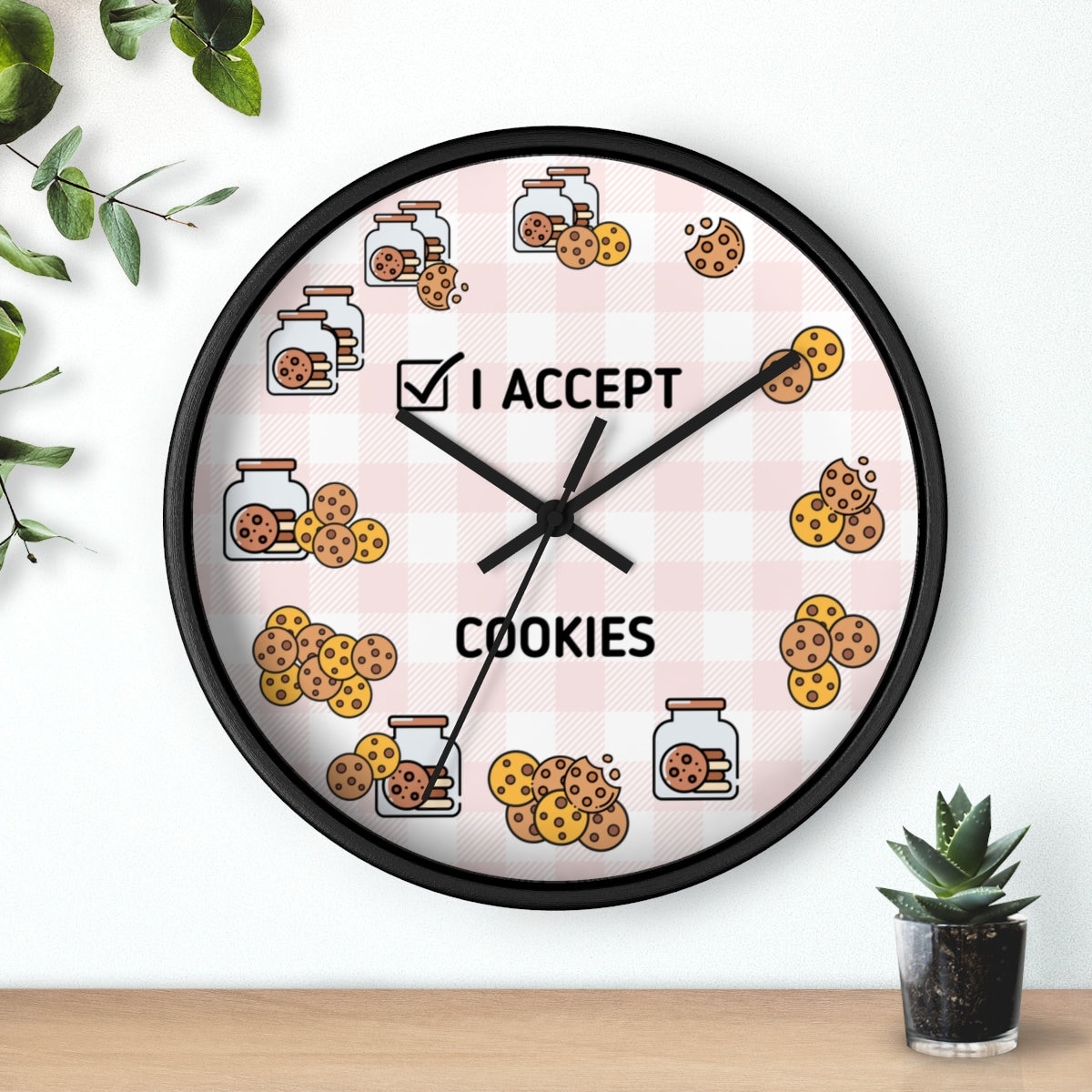 Funny Wall Clock With Computer Joke i Accept Cookies Fun Kitchen Decor ...