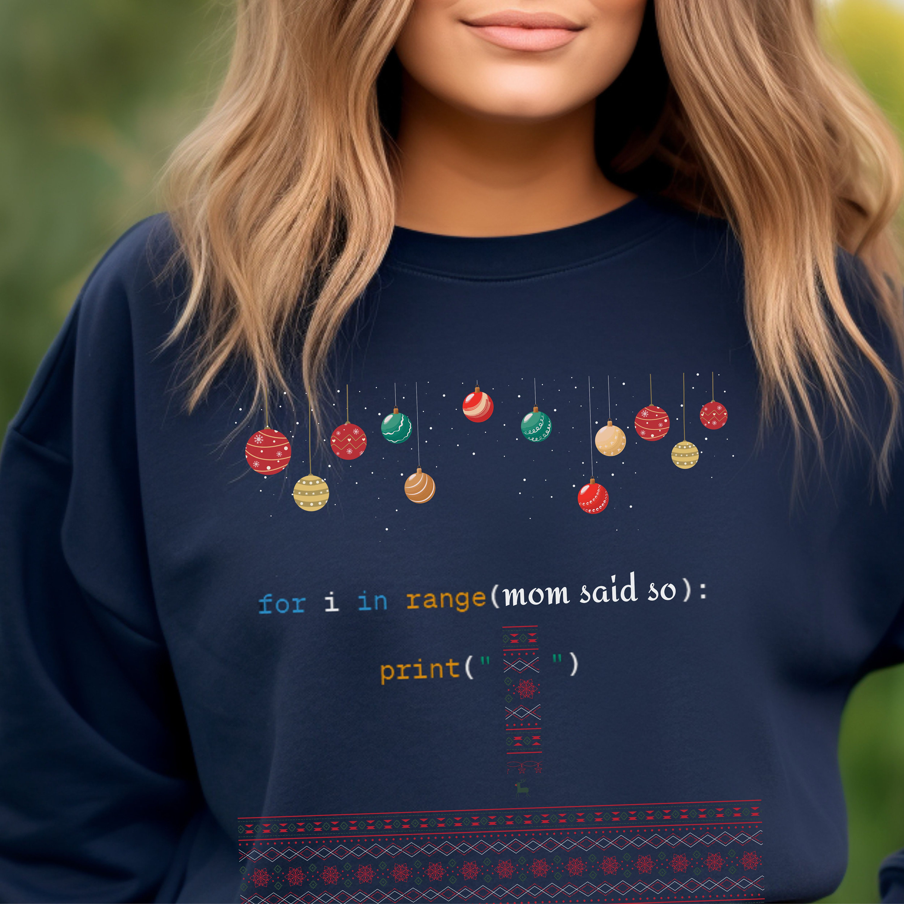 Funny Python Code Ugly Sweater Sweatshirt - Geeky Christmas Pullover ...