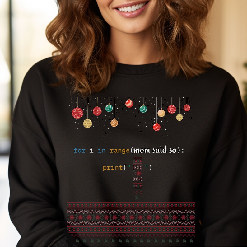 Funny Python Code Ugly Sweater Sweatshirt - Geeky Christmas Pullover ...