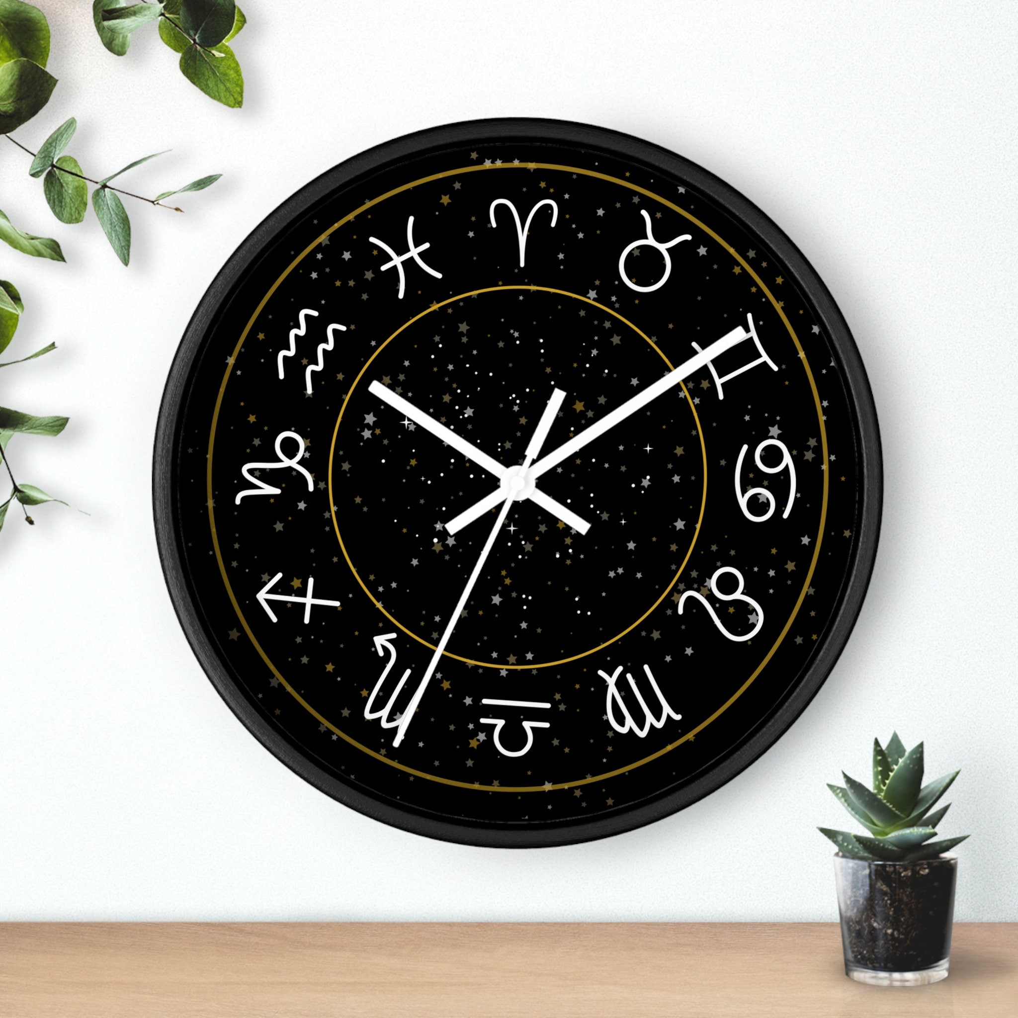 Zodiac Signs Wall Clock - Starry Celestial Design - Astrology Timepiece ...