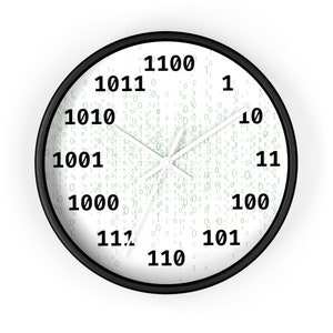 Binary Wall Clock, Binary Hour Numbers Watch - Cool Tech Design - Geeky Home Decor - Unique ...