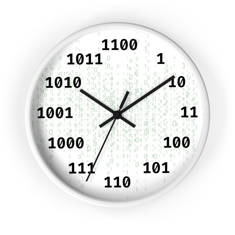 Binary Wall Clock, Binary Hour Numbers Watch - Cool Tech Design - Geeky Home Decor - Unique ...