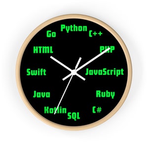 Geek Chic Wall Clock: Dramatic Black Timepiece Featuring Coding ...