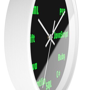 Geek Chic Wall Clock: Dramatic Black Timepiece Featuring Coding ...