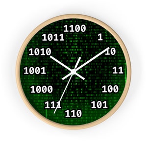 Binary Wall Clock, Binary Hour Numbers Watch - Cool Tech Design - Geeky Home Decor - Unique ...