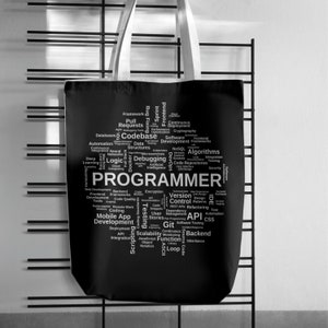 Programmer Tote Bag - Featuring Programming Terms Design - Perfect Gift for Coders, Developers ...