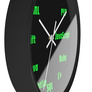 Geek Chic Wall Clock: Dramatic Black Timepiece Featuring Coding ...