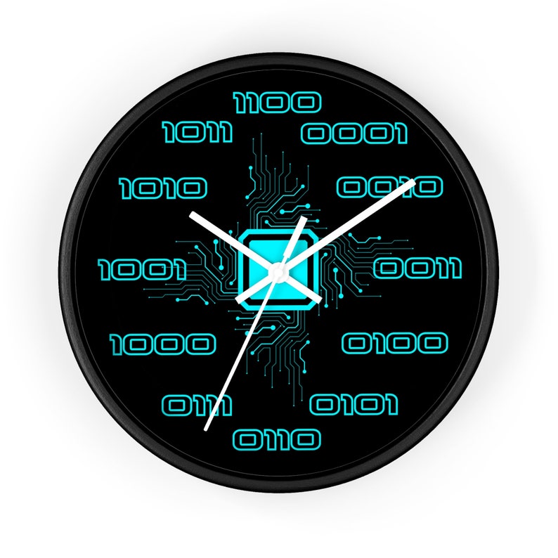 Tech Binary Wall Clock - Numbers in Binary Code - Perfect for Programmers, Coders, and Tech ...
