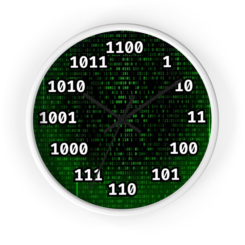 Binary Wall Clock, Binary Hour Numbers Watch - Cool Tech Design - Geeky Home Decor - Unique ...