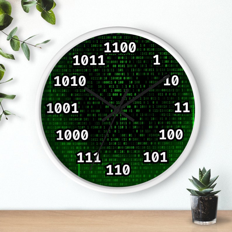 Binary Wall Clock, Binary Hour Numbers Watch - Cool Tech Design - Geeky Home Decor - Unique ...
