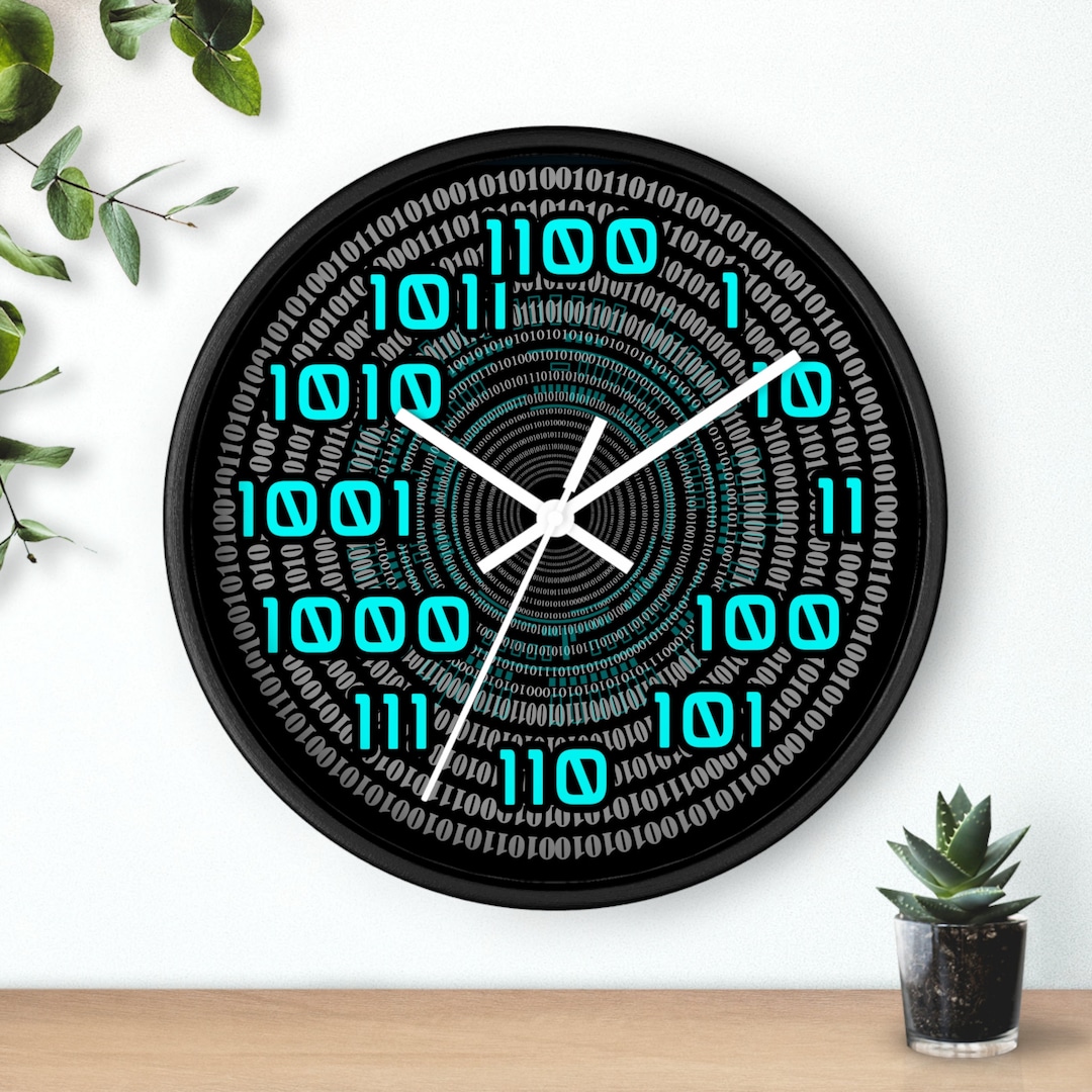 Binary Wall Clock - Sleek Tech Design - Geeky Home Decor - Unique Timekeeping. Gift for Computer ...