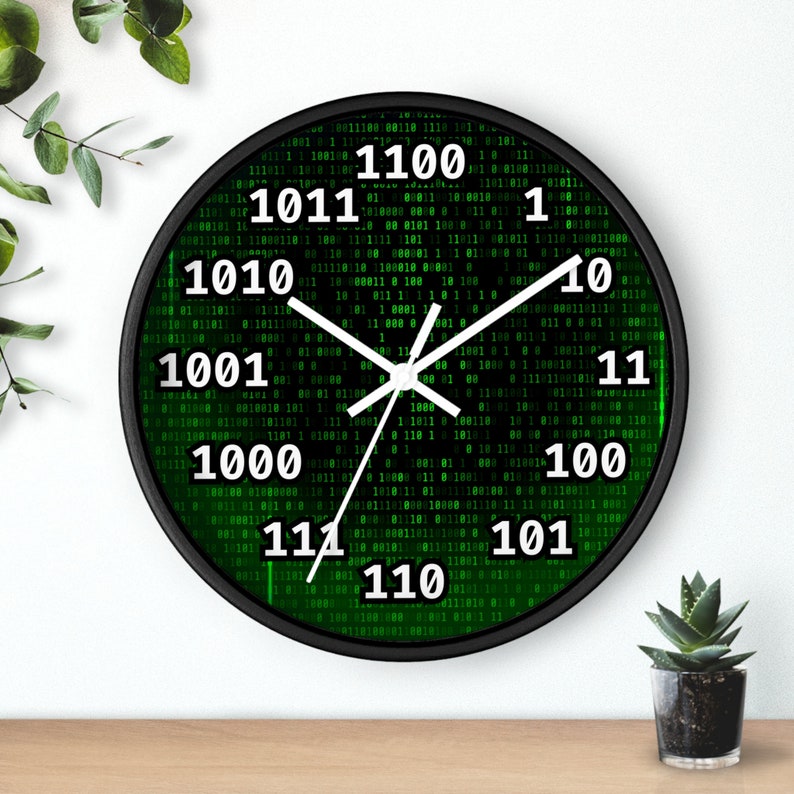 Binary Wall Clock, Binary Hour Numbers Watch - Cool Tech Design - Geeky Home Decor - Unique ...