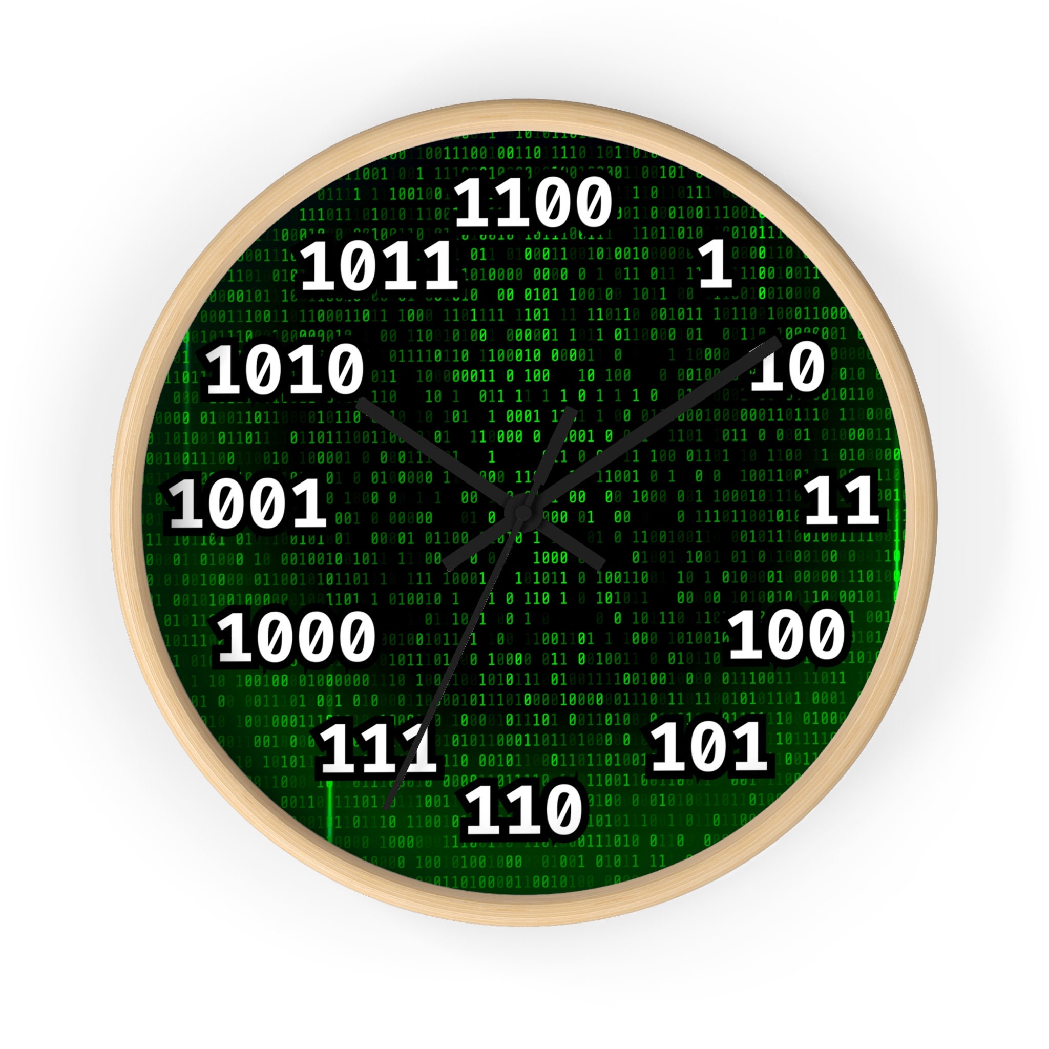 Binary Wall Clock, Binary Hour Numbers Watch - Cool Tech Design - Geeky ...
