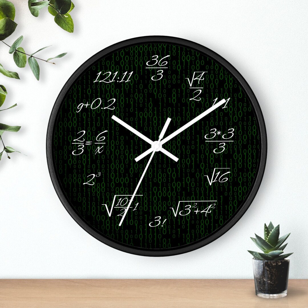 Cyber Math Wall Clock - Mathematical Equations Teacher Gift - Unique Timepiece for Cyber Geeks ...