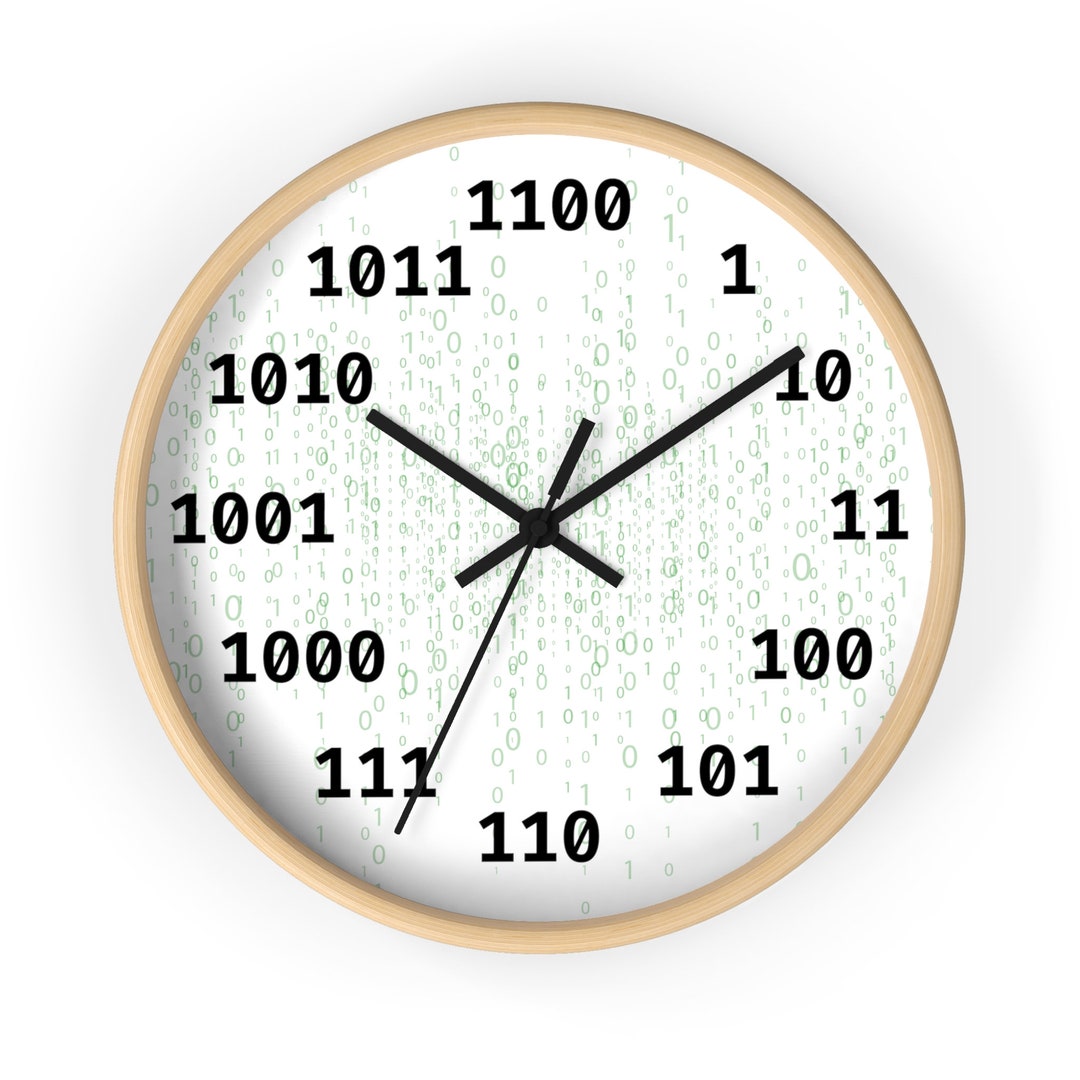 Binary Wall Clock, Binary Hour Numbers Watch - Cool Tech Design - Geeky Home Decor - Unique ...