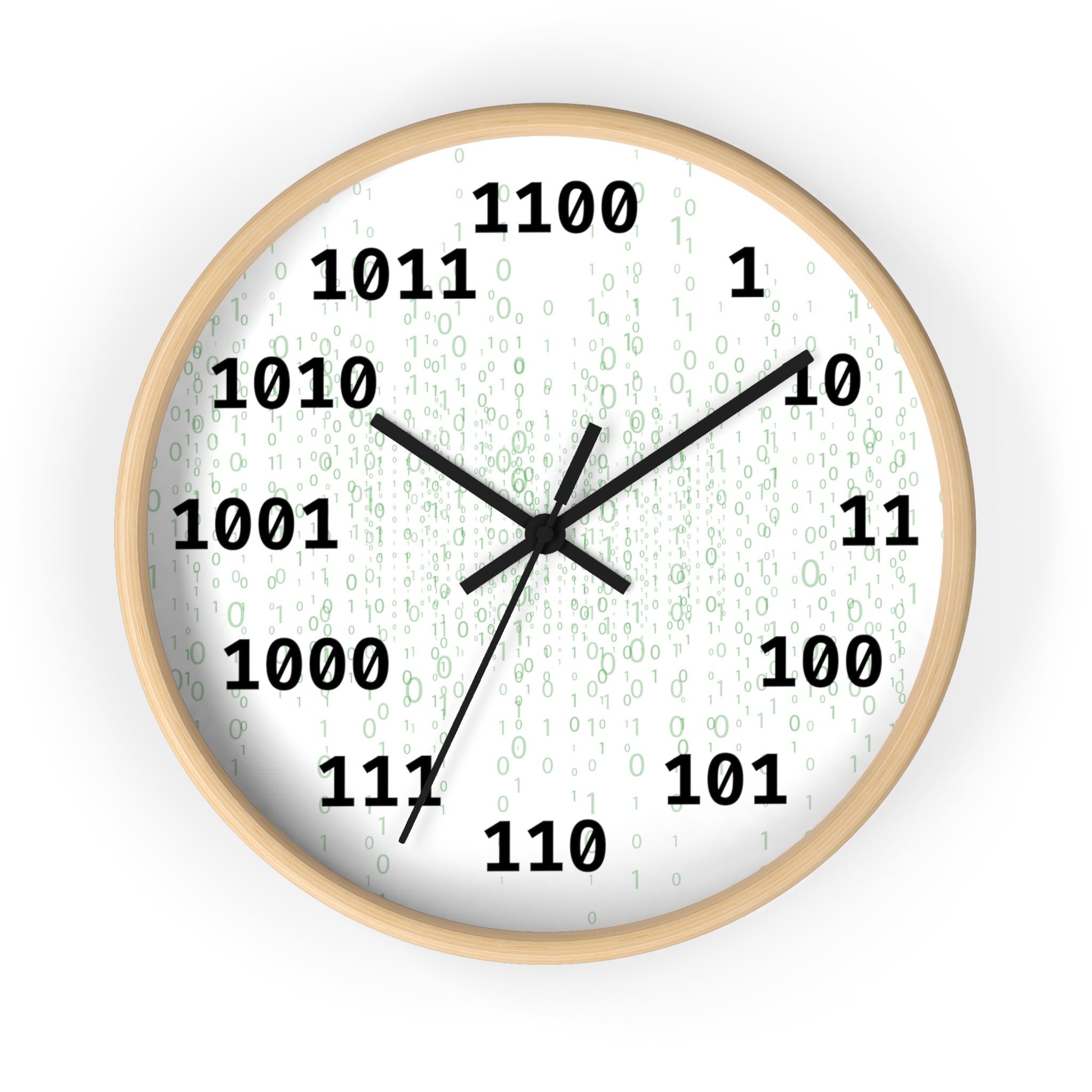 Binary Wall Clock, Binary Hour Numbers Watch - Cool Tech Design - Geeky Home Decor - Unique ...