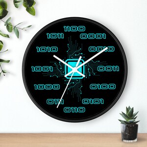 Tech Binary Wall Clock - Numbers in Binary Code - Perfect for Programmers, Coders, and Tech ...