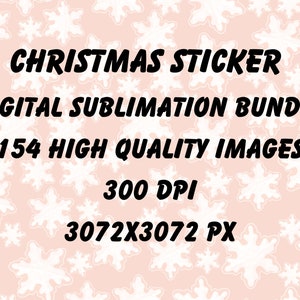 154 Christmas Sticker Clipart PNG Bundle Sublimation - Etsy
