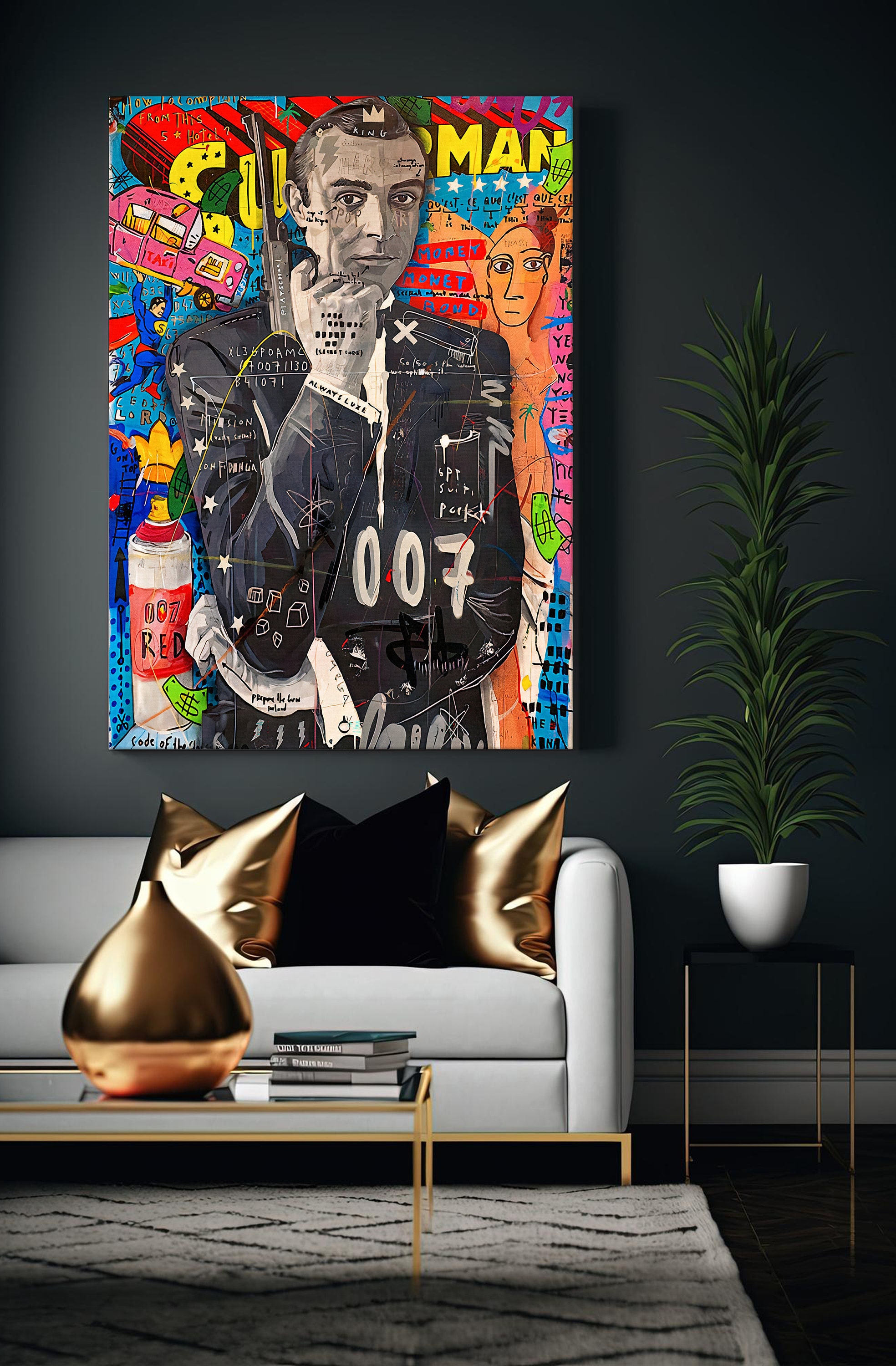 Banksy 007 Bond Graffiti Pop Art Canvas, Banksy Style Pop Art, James ...