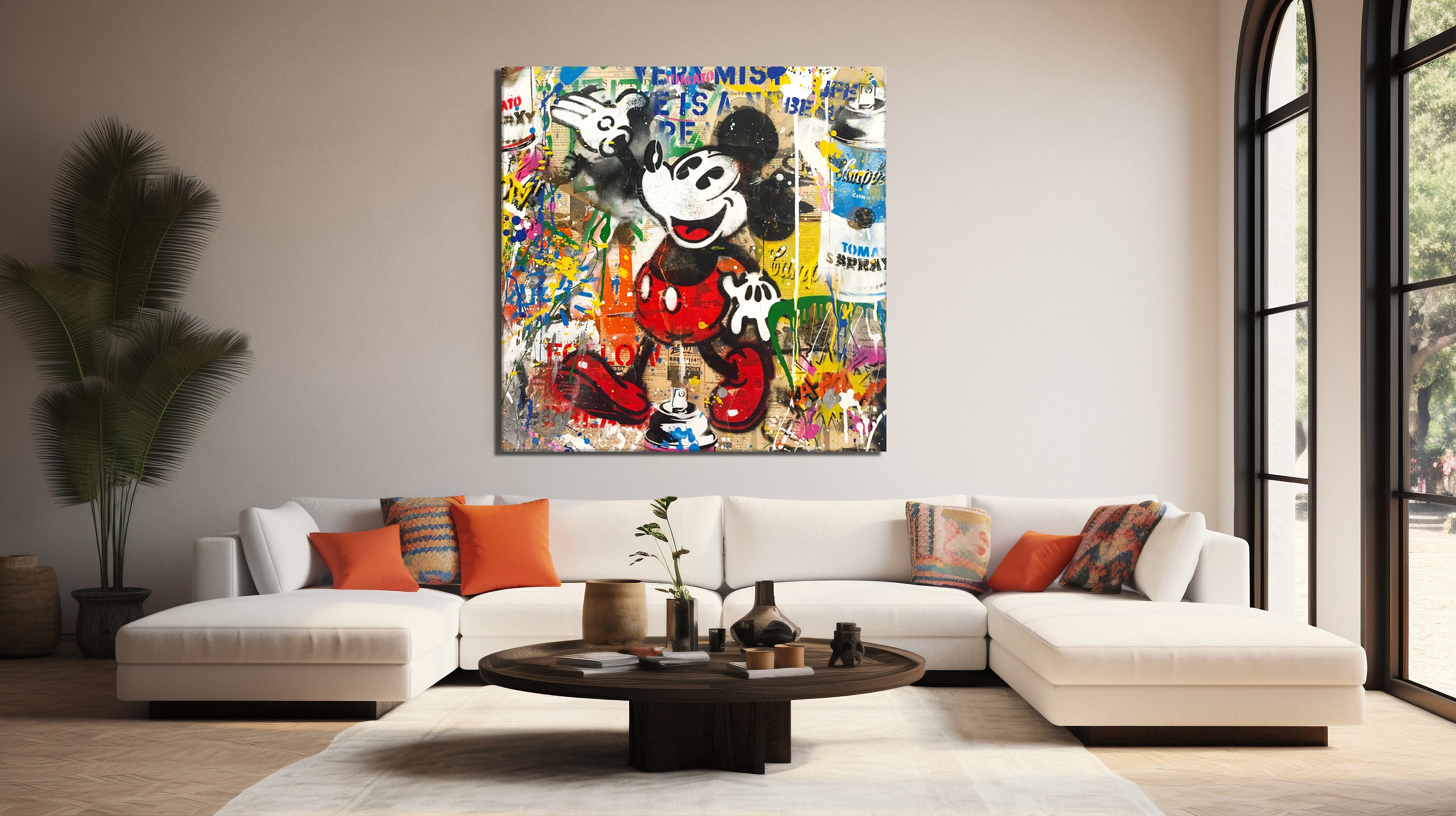 Banksy Old Pop Art Mickey Mouse Canvas Print, Banksy Art, Mickey Mouse ...