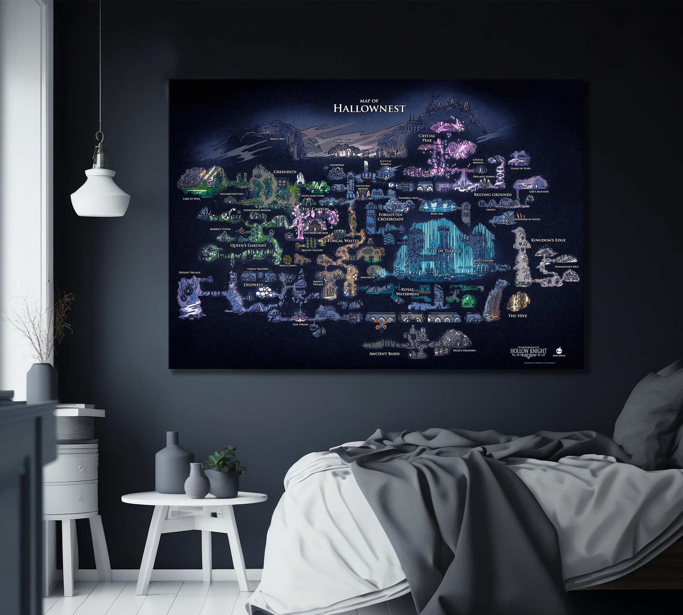 Hollow Knight 5 Pieces Map Canvas Hallownest Wall Art Poster - Etsy