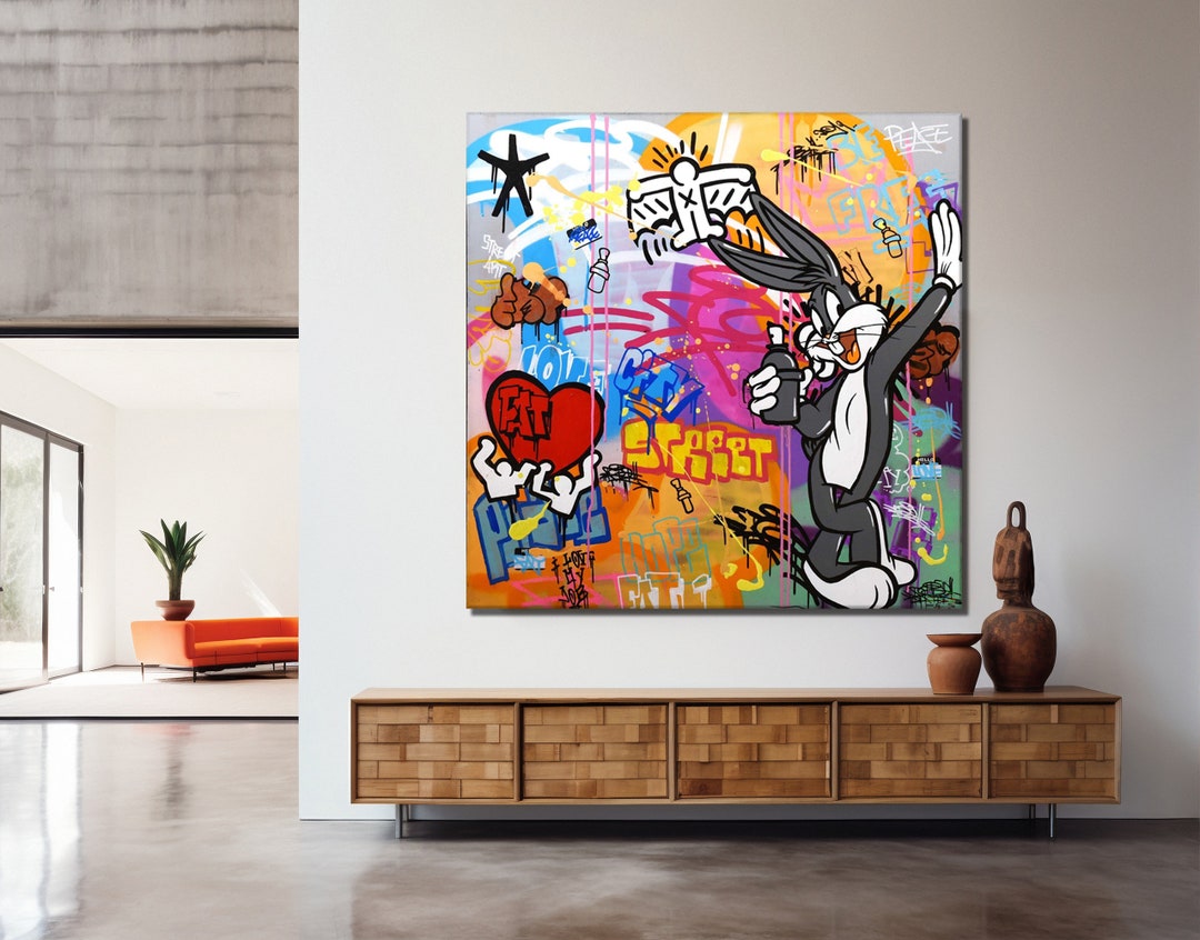 Graffiti Master Bugs Bunny Pop Art Canvas Print, Banksy Art, Bugs Bunny ...