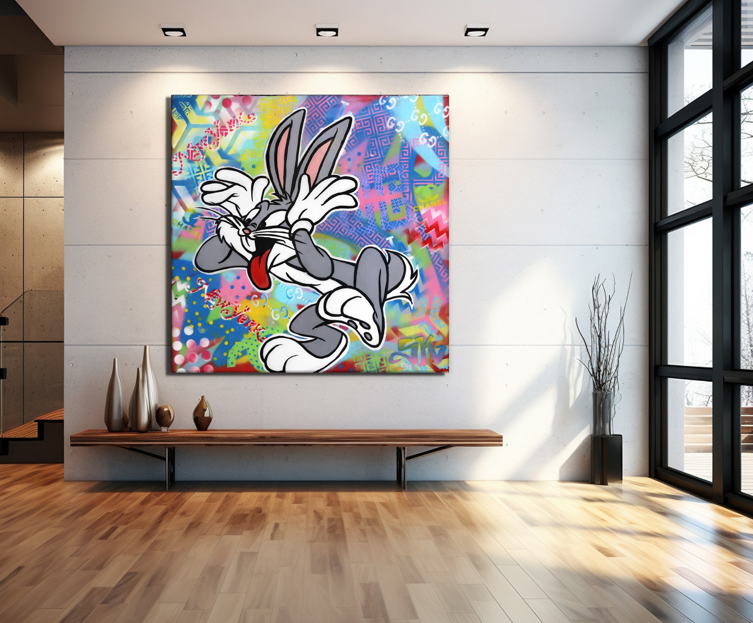 Bugs Bunny Newyork Pop Art Graffiti Canvas Print, Banksy Art, Bugs ...