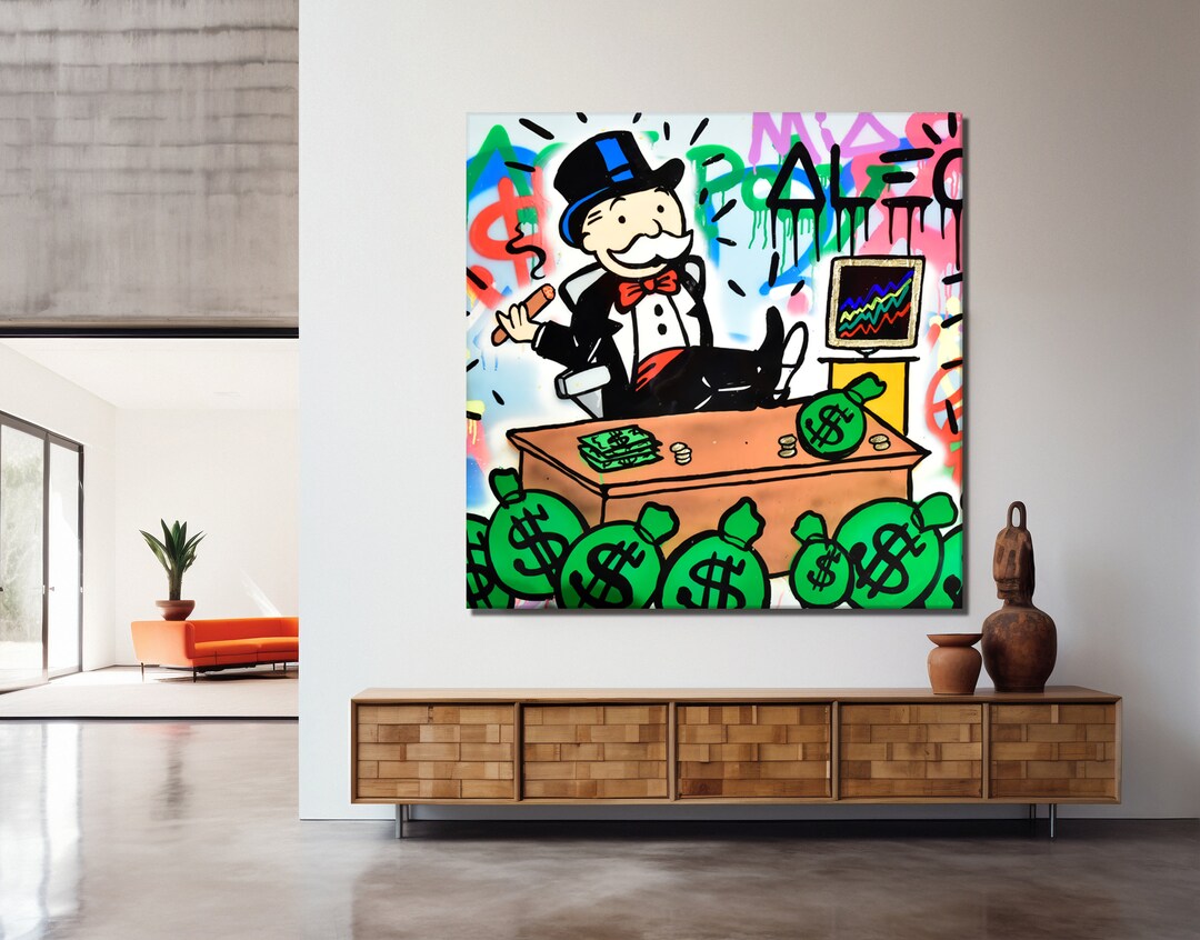 Rich Monopoly Alec Pop Art Graffiti Canvas Print, Banksy Art, Monopoly ...