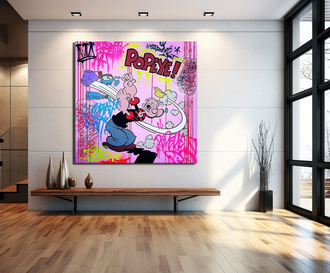 Banksy Popeye Pop Art Graffiti Canvas Wall Artt, Banksy Art, Popeye ...