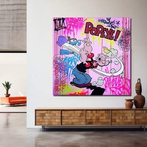Banksy Popeye Pop Art Graffiti Canvas Wall Artt, Banksy Art, Popeye ...