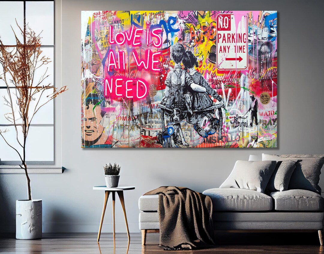 Banksy Love is All We Need Banksy Canvas, Banksy Print, Pop Art Wall ...