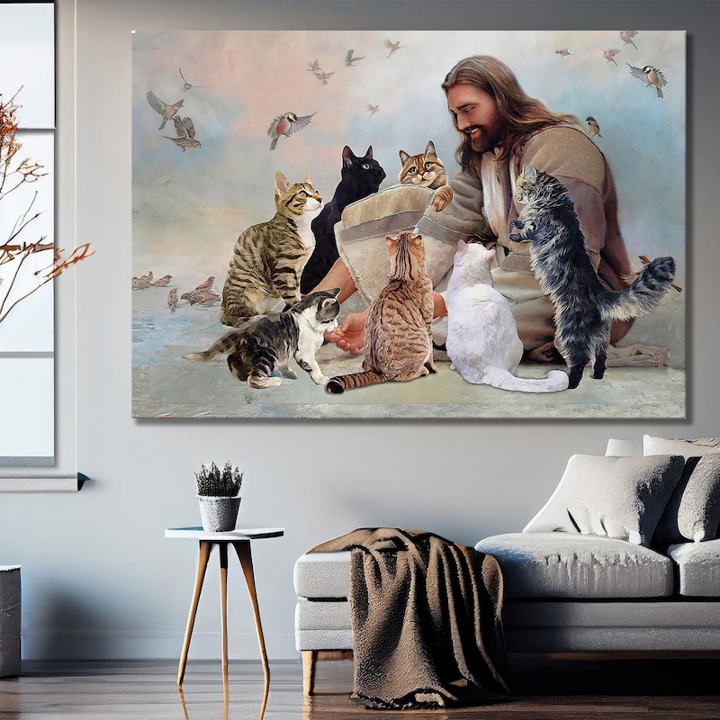 Cat Jesus Art - Etsy