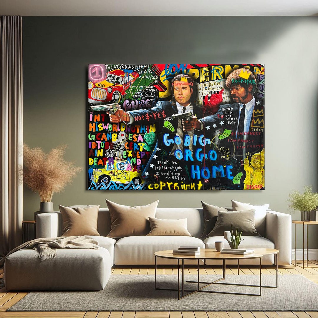 Pulp Fiction Graffiti Pop Art Canvas, Say What Again, Vincent Vega ...