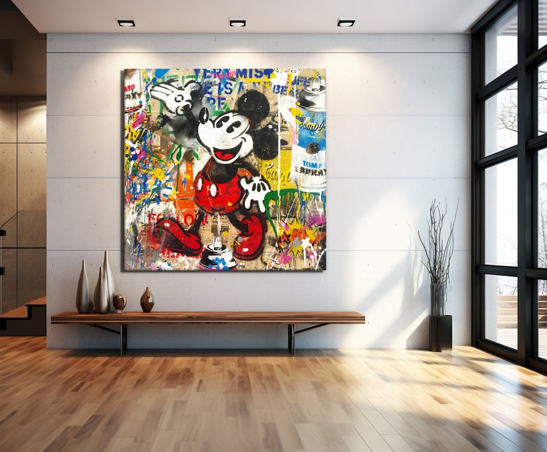 Banksy Old Pop Art Mickey Mouse Canvas Print, Banksy Art, Mickey Mouse ...