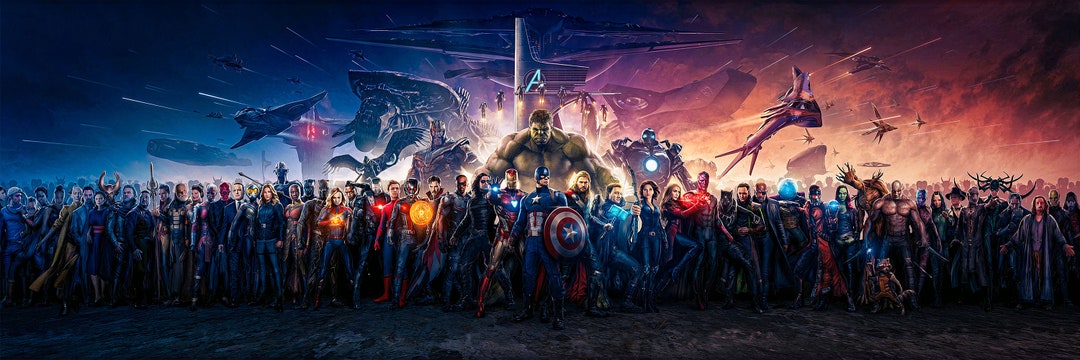 All Characters Marvel XXL Canvas Wall Art ' Blockbuster Fine Art ...
