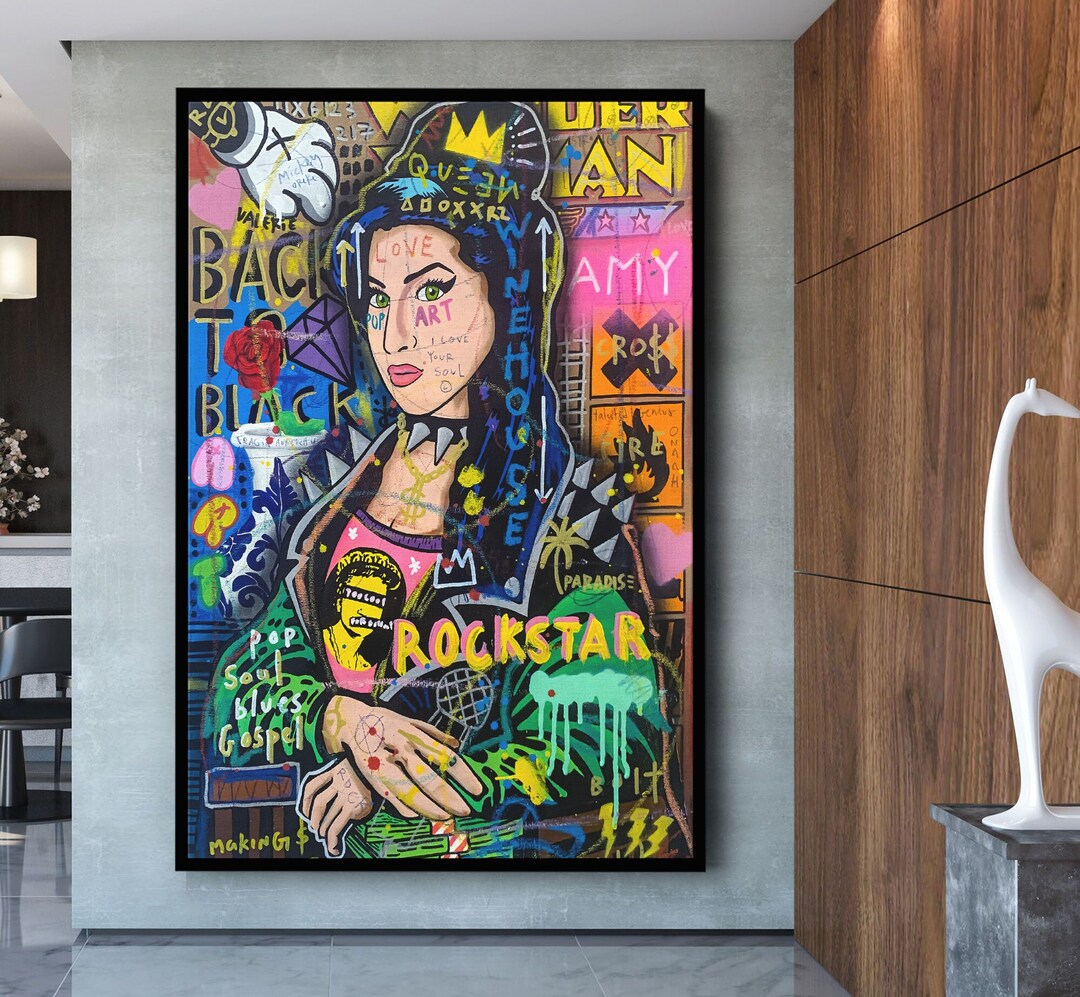 Banksy Amy Winehouse Graffiti Pop Art Canvas, Banksy Style Pop Art, Amy ...
