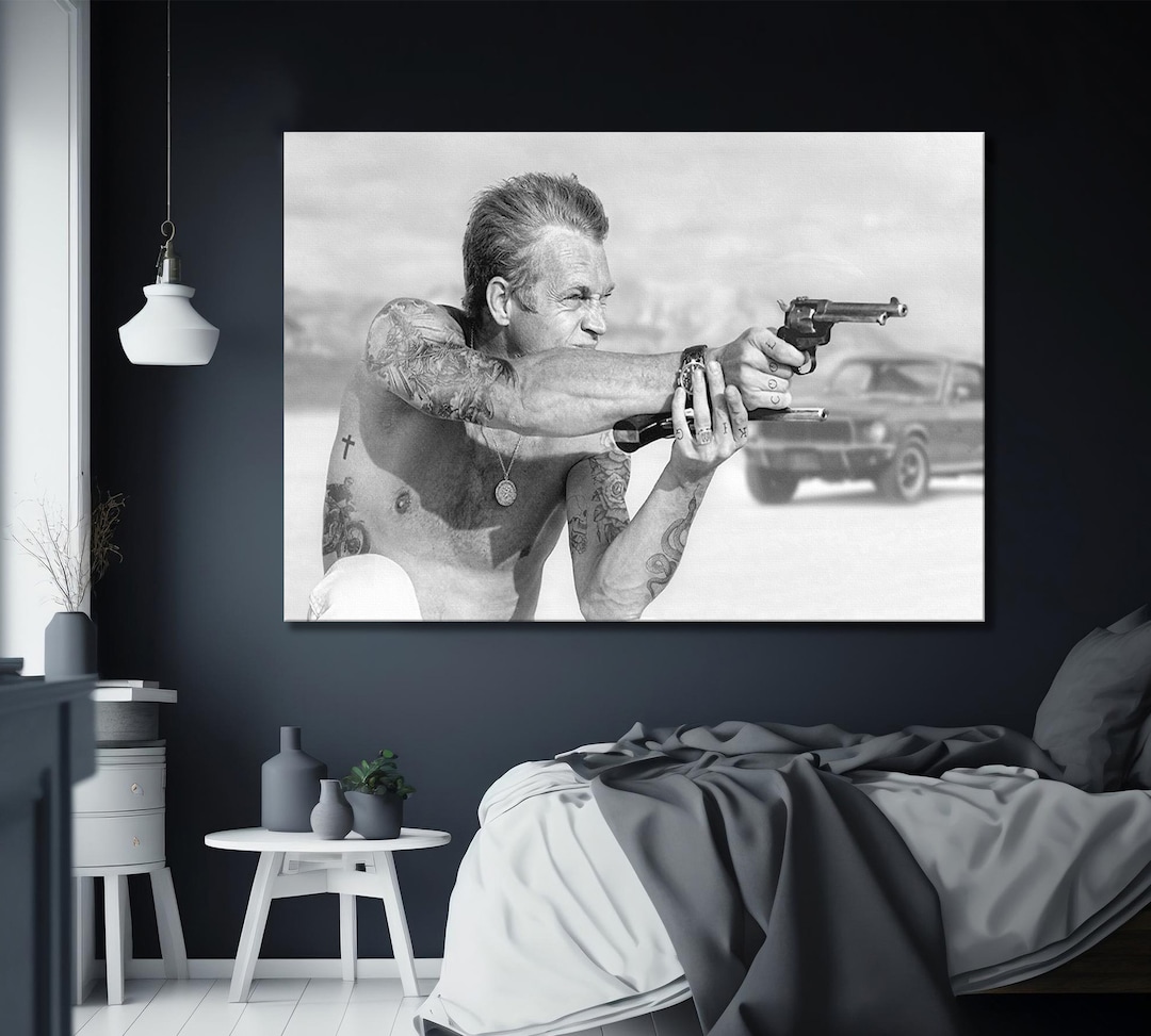 Steve Mcqueen & Gun the King of Cool 1963 Canvas Wall Art , American ...