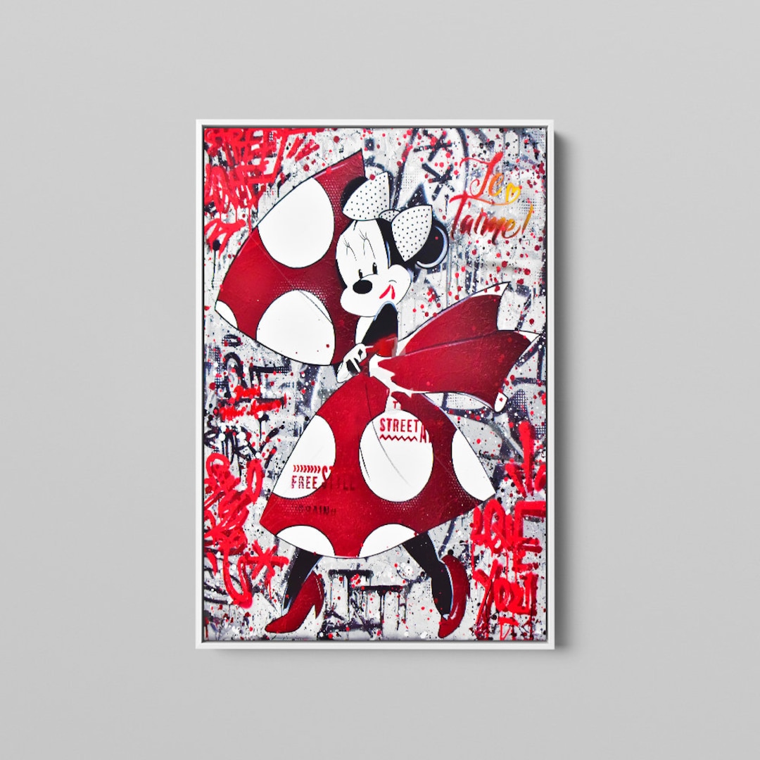 Minnie in Kimono Pop Art Canvas Print, Minnie Mouse Graffiti Canvas ...