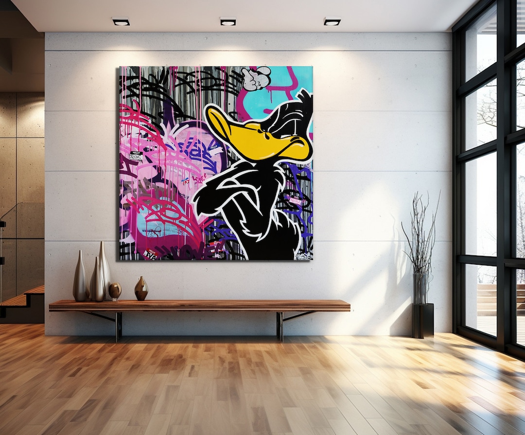 Daffy Duck Pop Art Graffiti Canvas Print, Banksy Art, Daffy Duck ...