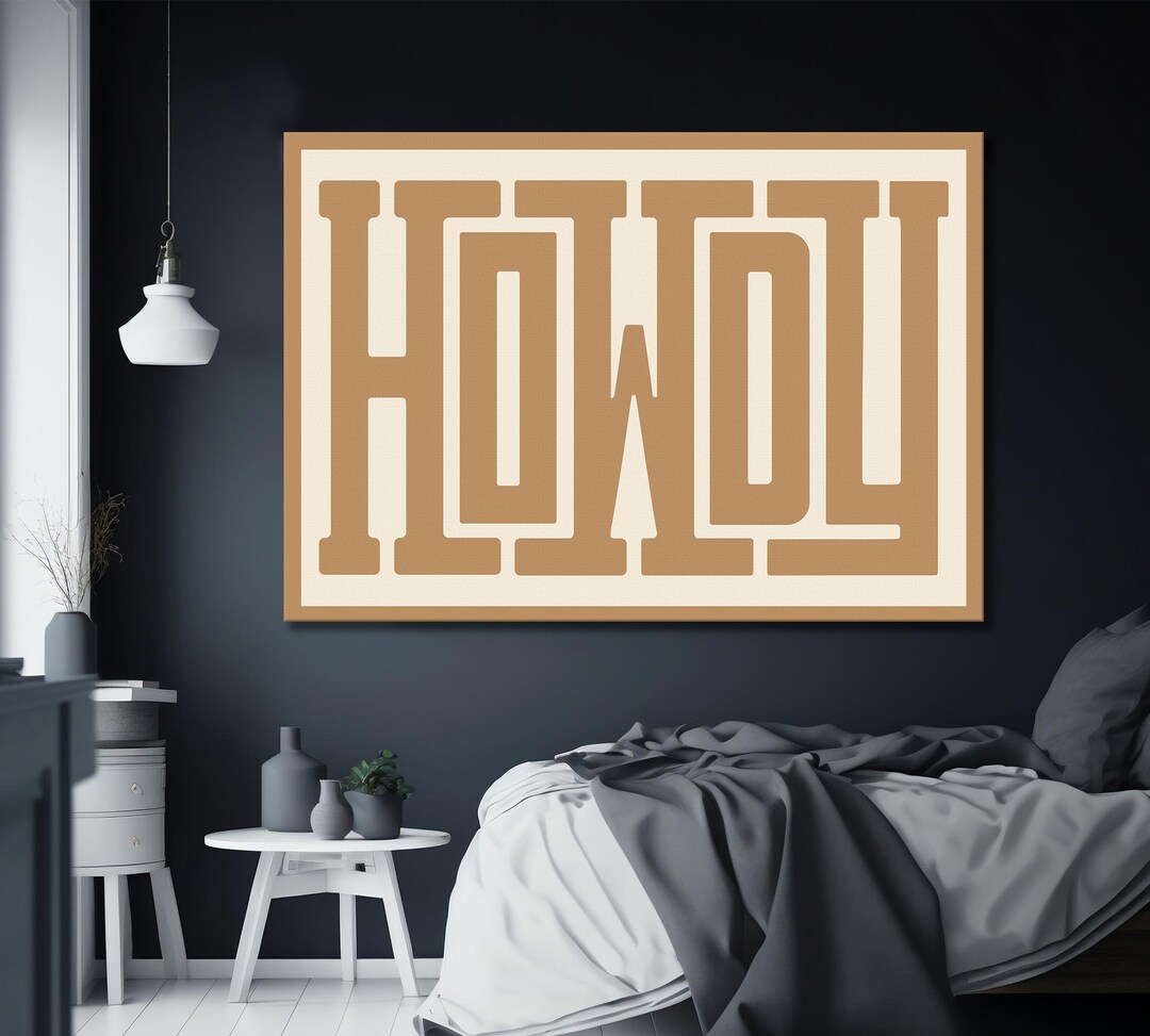 Howdy Brown Typography Canvas Print, Western Decor, Southwestern Wall ...