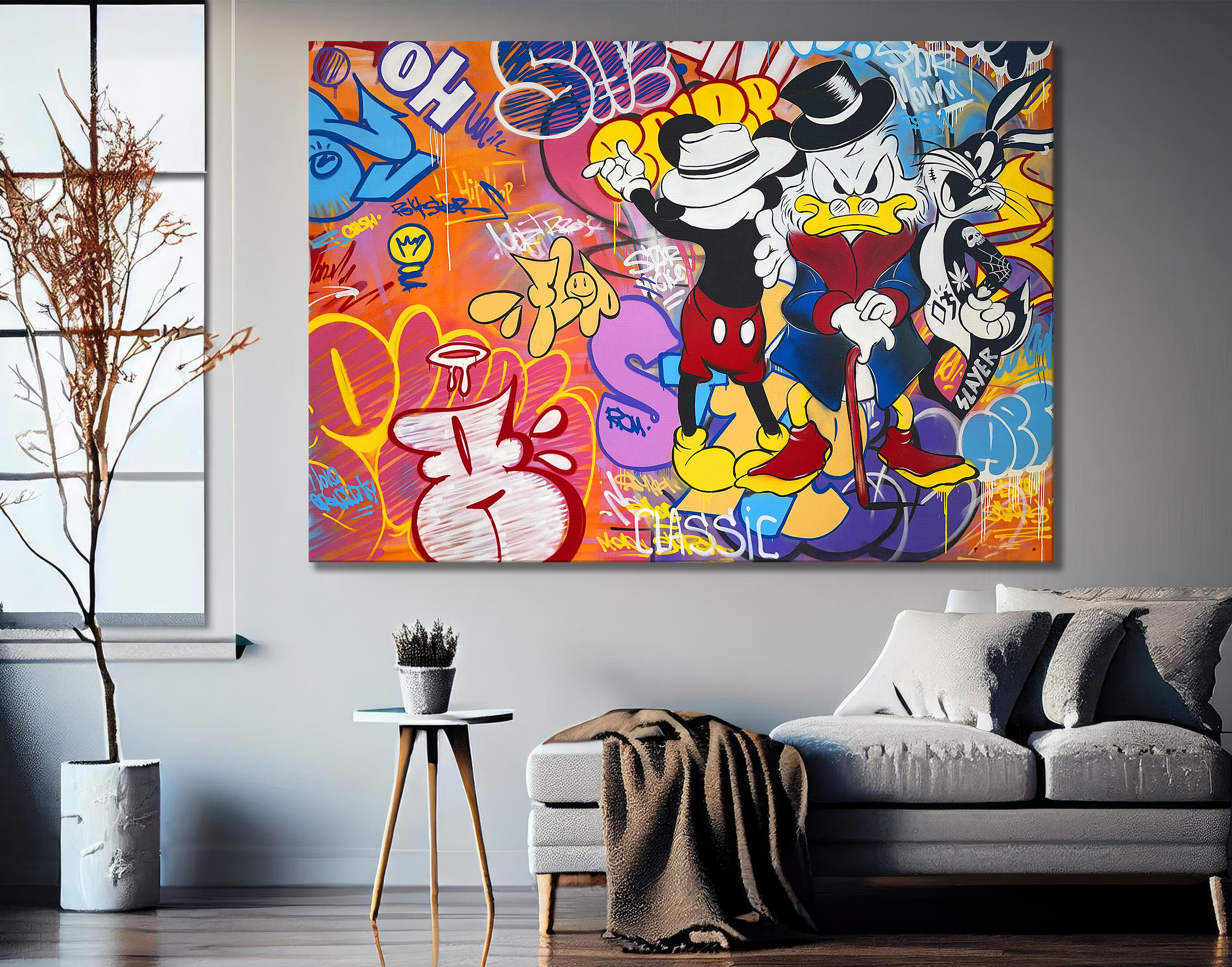 Mcduck, Mickey Mouse and Bugs Bunny Pop Art, Cartoon Graffiti Pop Art ...