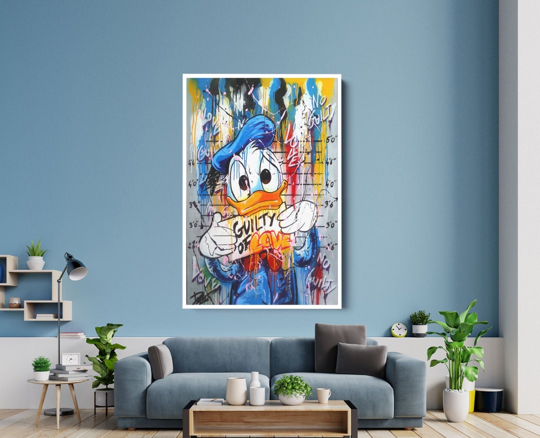 Banksy Guilty Donald Duck Graffiti Pop Art Canvas, Banksy Style Pop Art ...