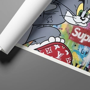 Tom and Jerry Pop Art Graffiti Canvas Print, Banksy Art, Tom and Jerry ...
