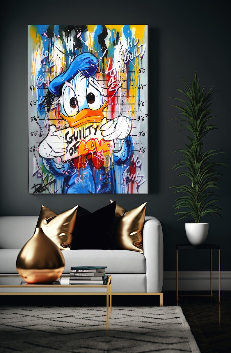 Banksy Guilty Donald Duck Graffiti Pop Art Canvas, Banksy Style Pop Art ...