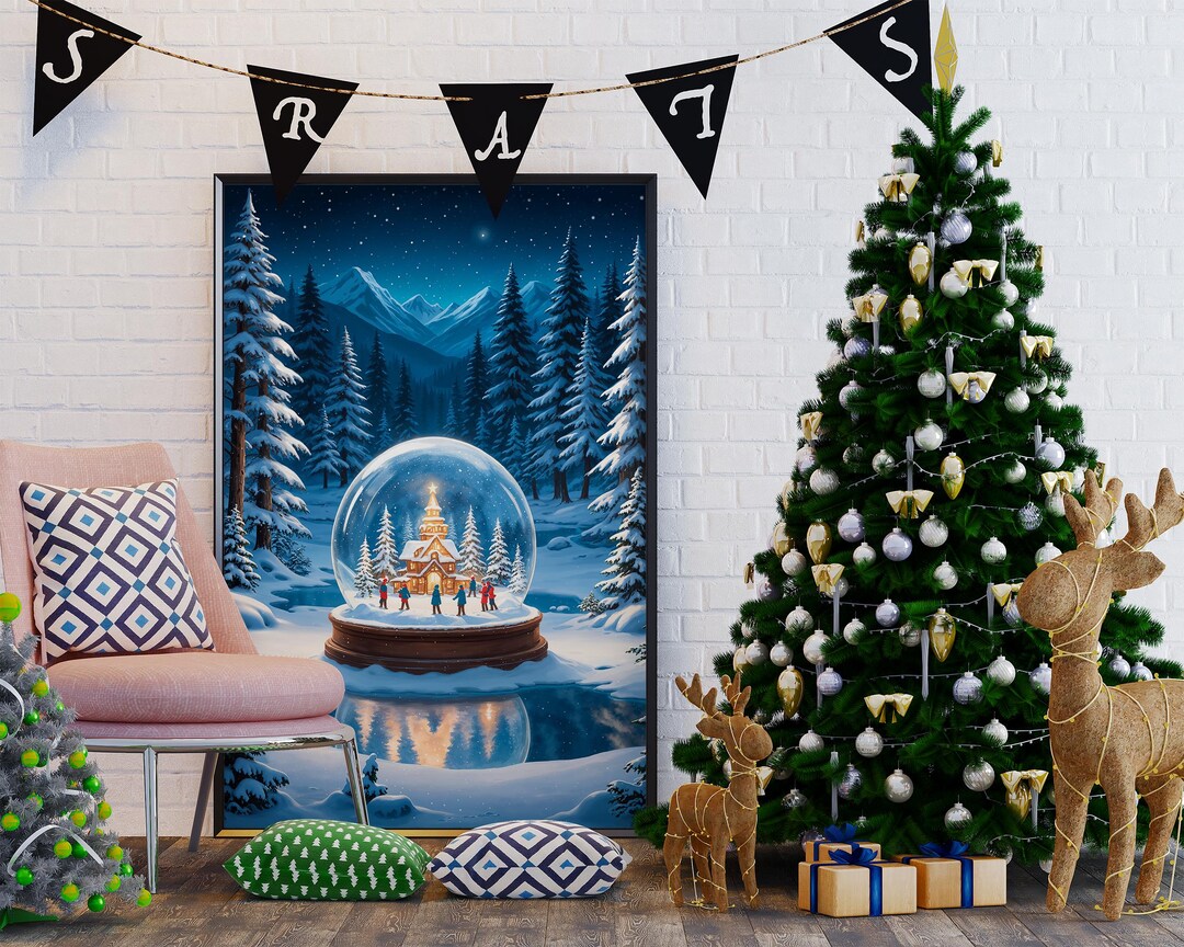 Christmas Snow Globe With Gingerbread House - Framed Holiday Poster ...
