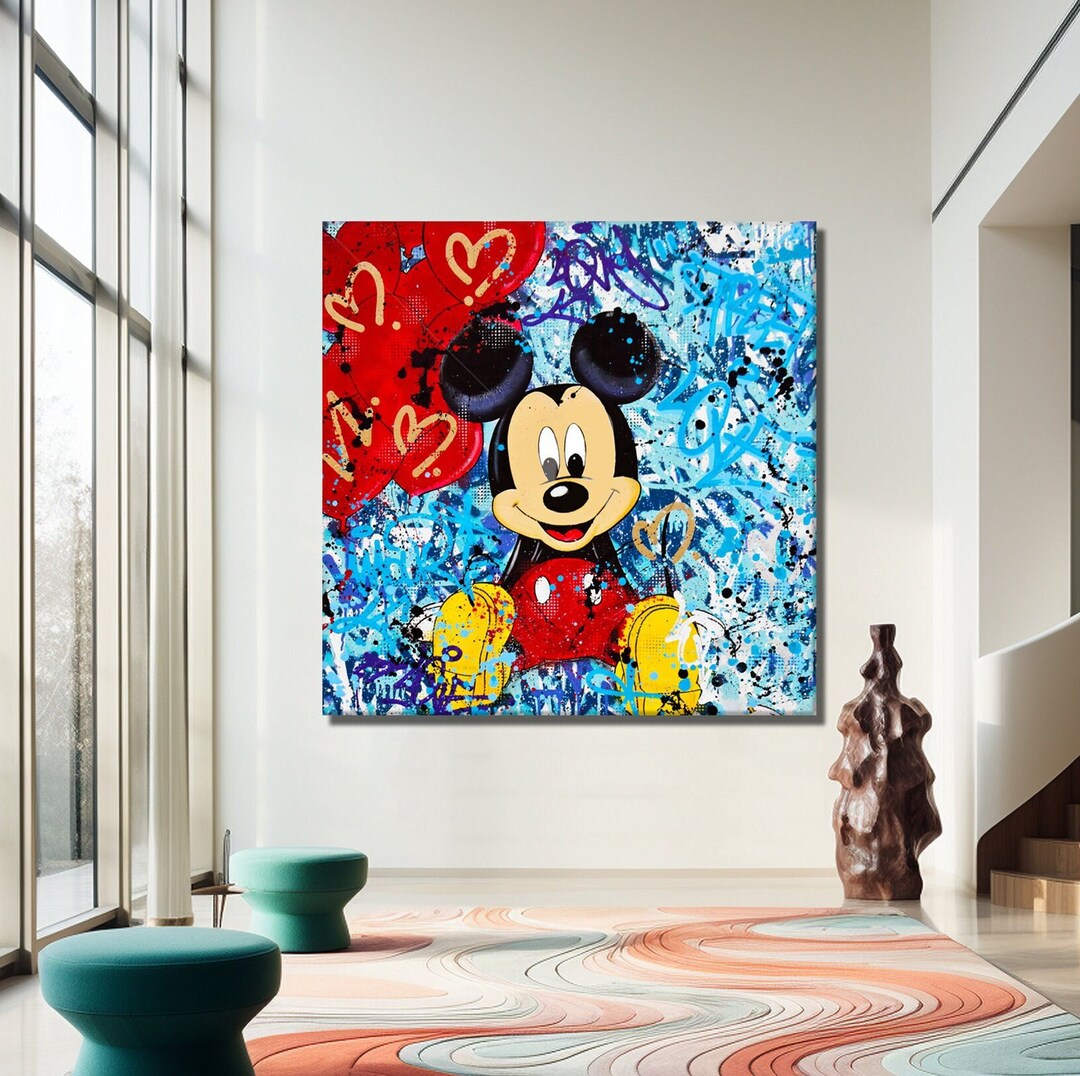 Abstract Painted Mickey Mouse Pop Art Canvas Print, Banksy Art, Mickey ...